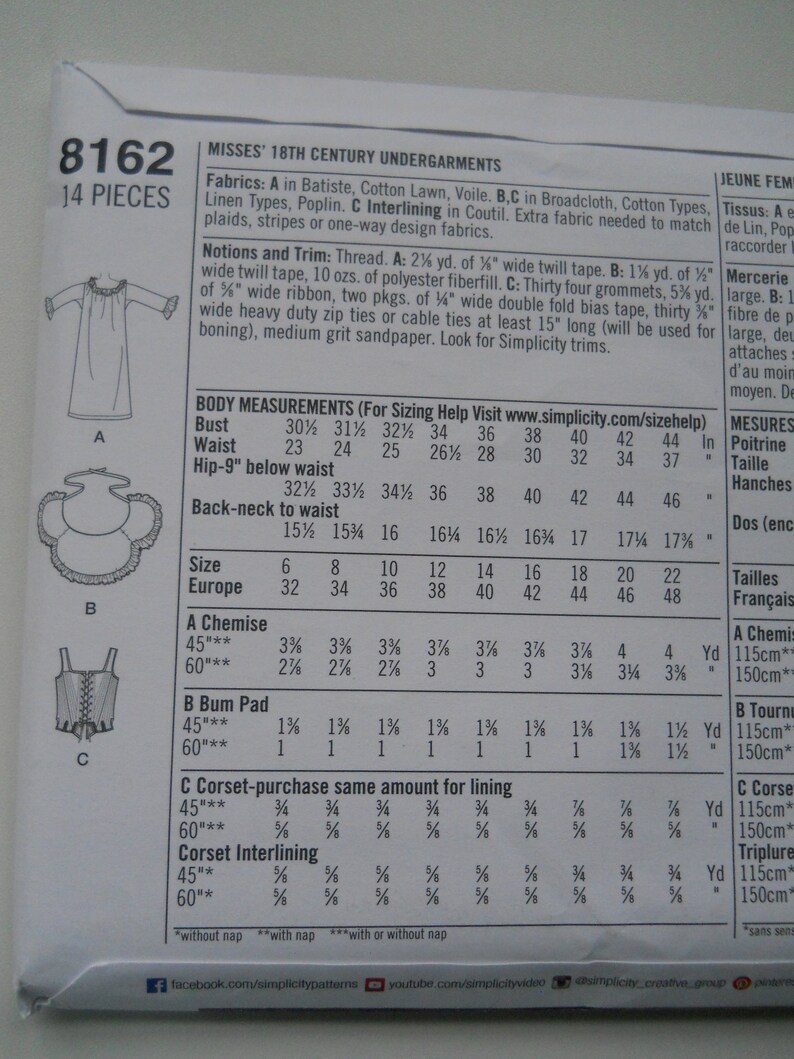 Historic Undergarments by American Duchess Simplicity 8162 H5 - Etsy