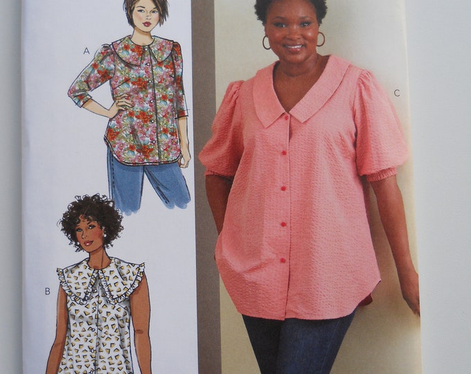 Button Down Blouse Butterick B6896 W2 (20W-28W) or W3 (30W-38W) New ...