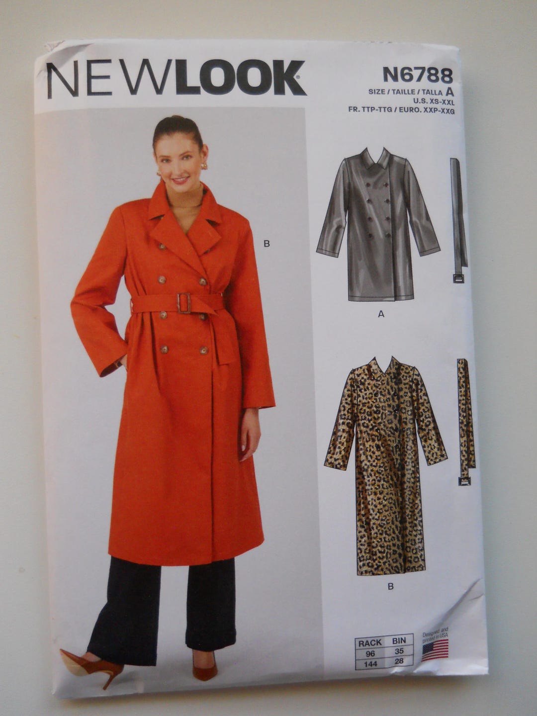 Very Loose Fitting, Unlined Trench Coat Newlook N6788 A (XS-XXL) New ...