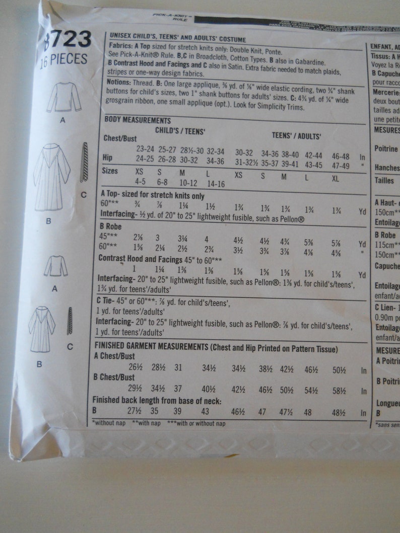 Harry Potter Hogwarts Robes Simplicity 8723 A (child XS-L and Adult XS ...