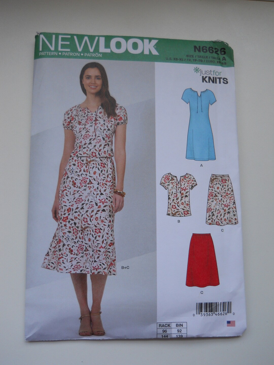 Knit Peasant Dress, Top & Skirt Newlook N6626 (XS-XL) New Sewing ...