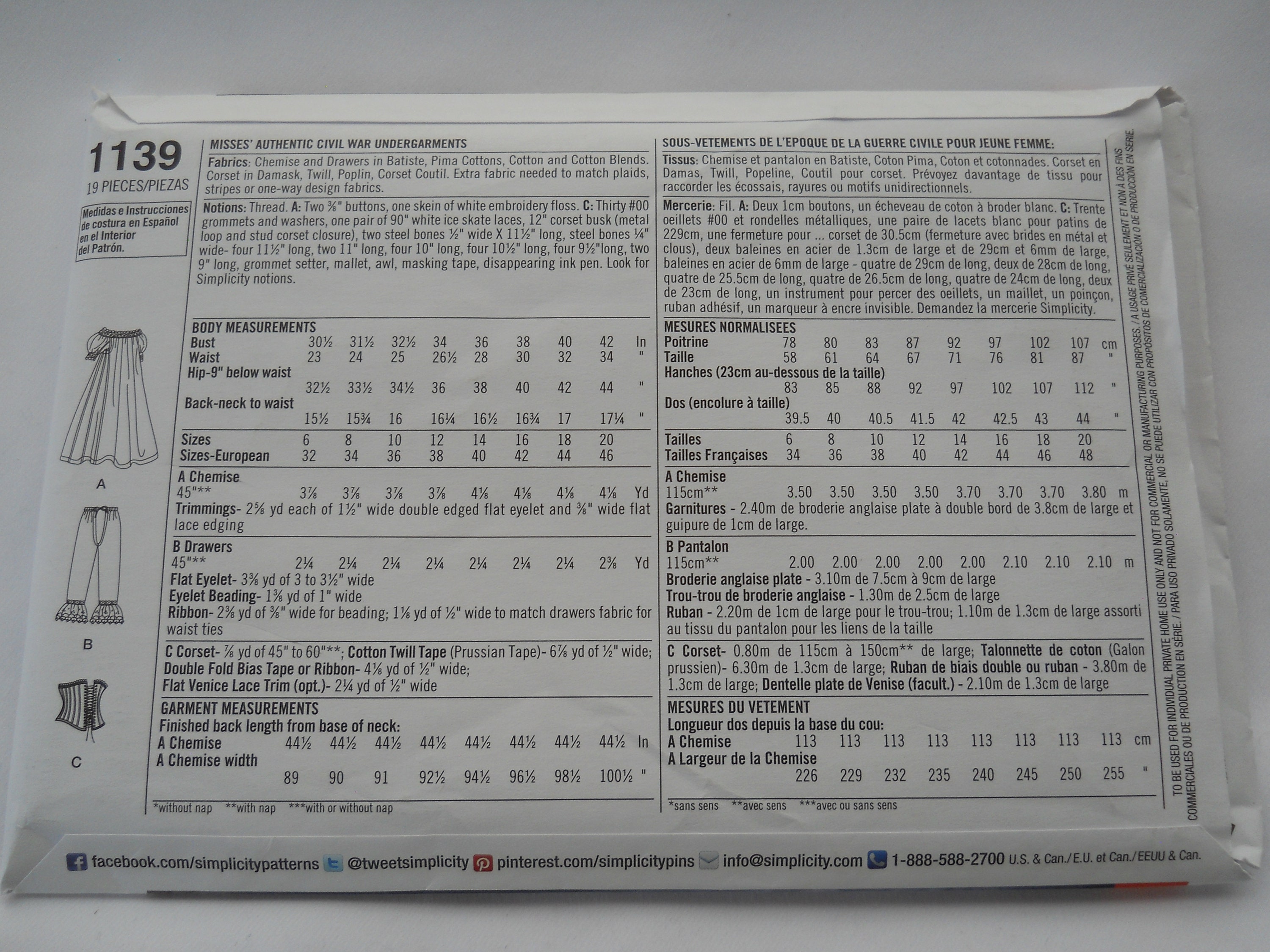 Authentic Civil War Undergarments Simplicity 1139 HH 6-12 or - Etsy