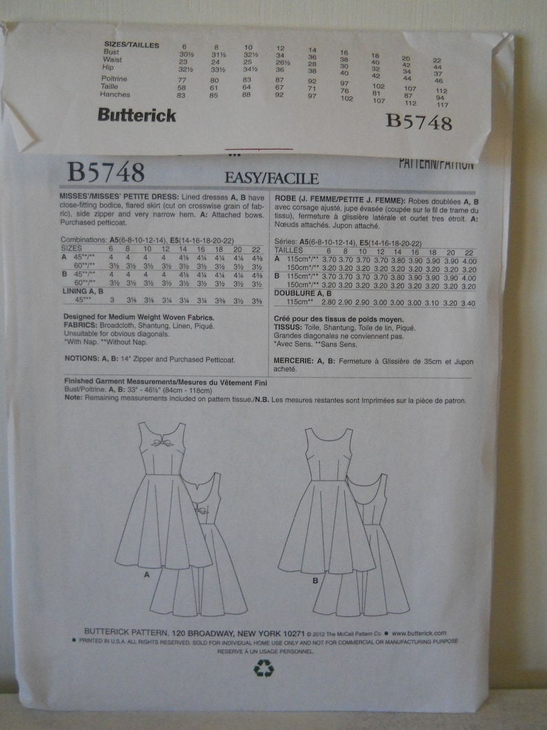 Retro '60 Butterick B5748 A5 6-8-10-12-14 OR E5 - Etsy