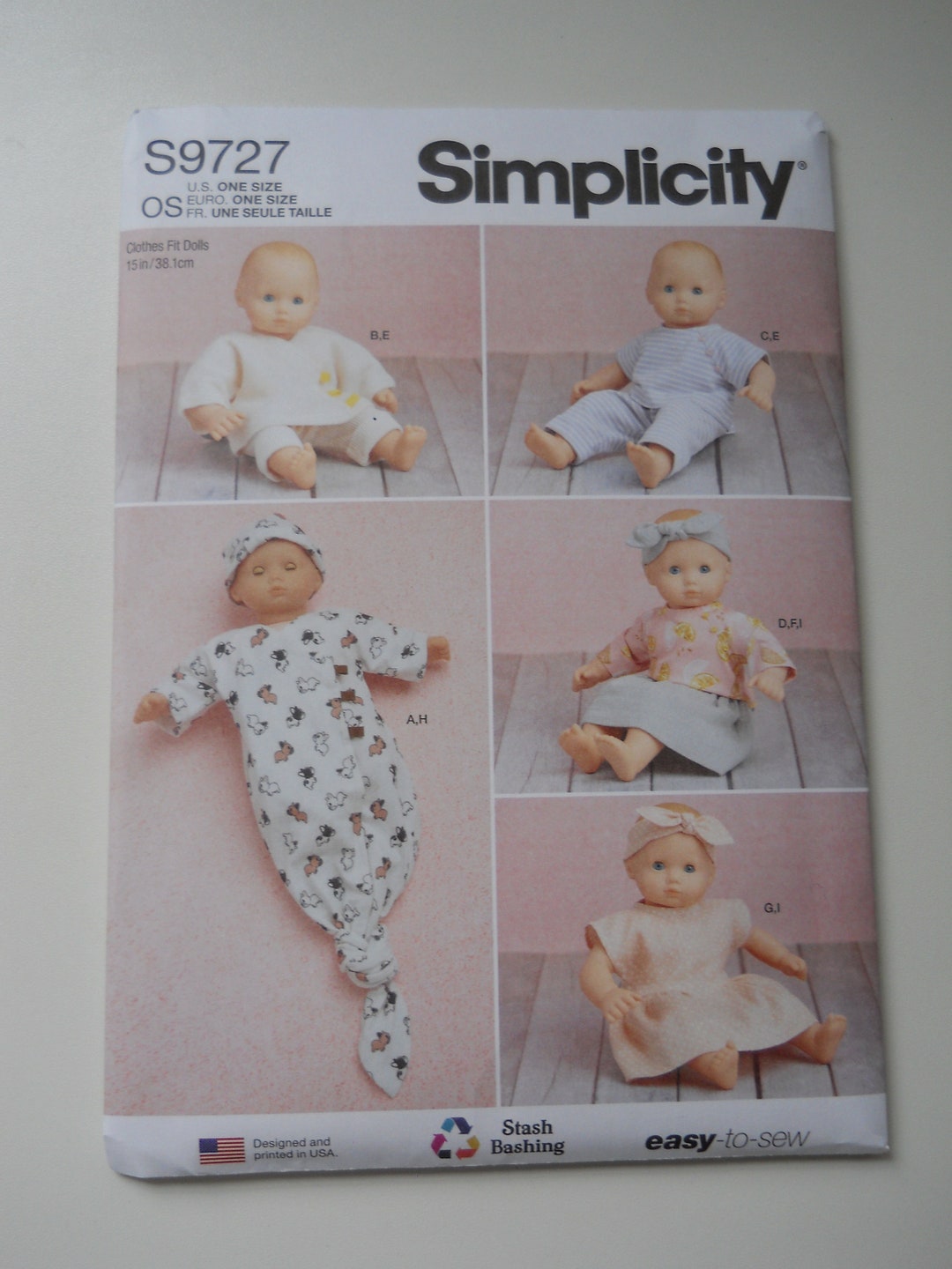 Easy 15" Baby Doll Wardrobe Simplicity S9727 New Sewing Pattern, Gift ...
