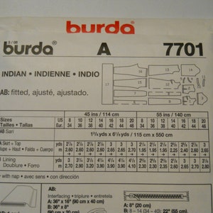 Indian Burda 7701 (US 8 to 20) Sewing Pattern for Fitted Midriff Top ...
