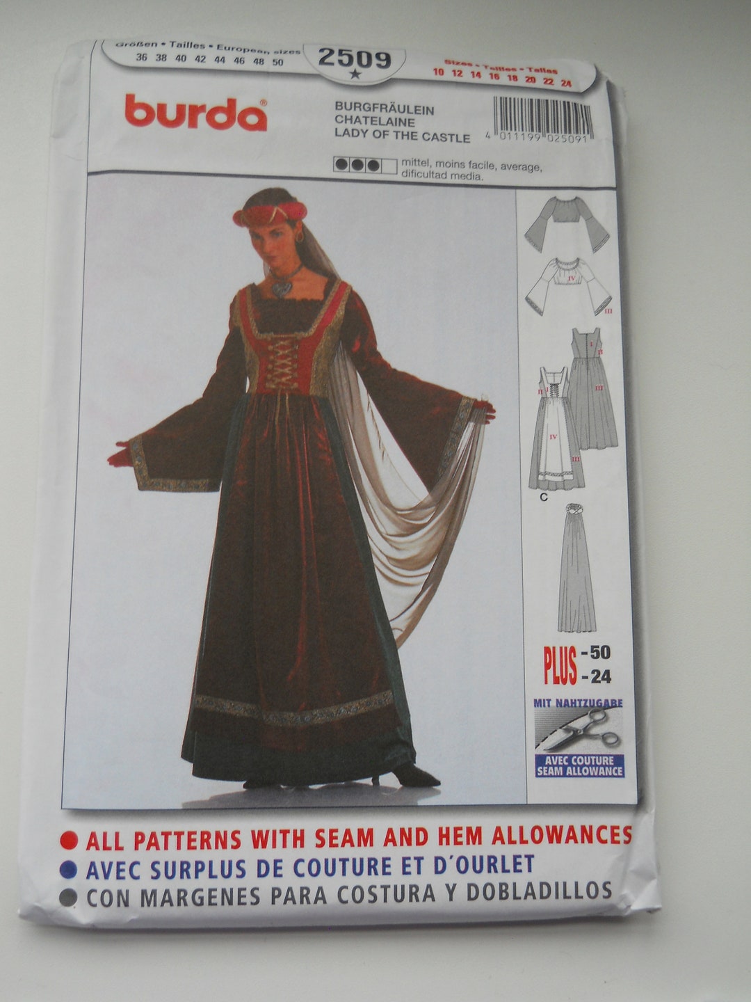 Lady of the Castle Costume Burda 2509 (10-24) New Sewing Pattern for ...