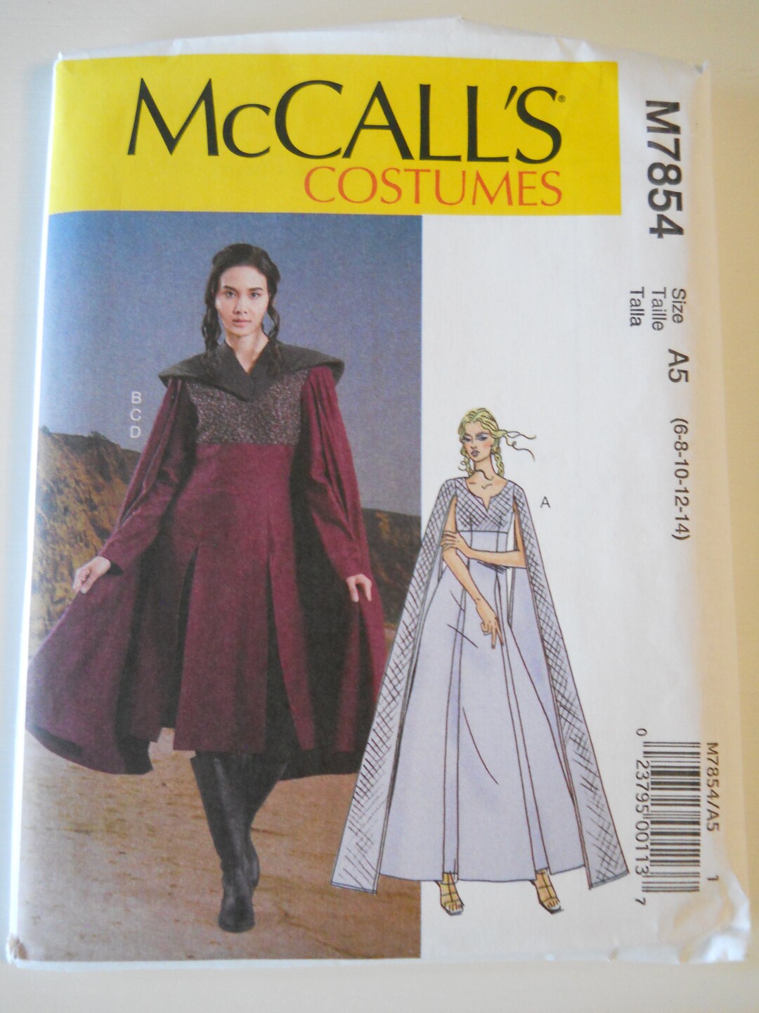 Fantasy Warrior Cosplay Costume Mccall's M7854 A5 (6-8-10-12-14) OR E5 ...