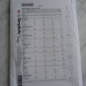 Scarves, and Hats Simplicity S9300 (small, Medium, Large) Sewing ...