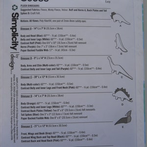 Easy Dinosaur Plushies Simplicity S9585 New Sewing Pattern for T Rex ...