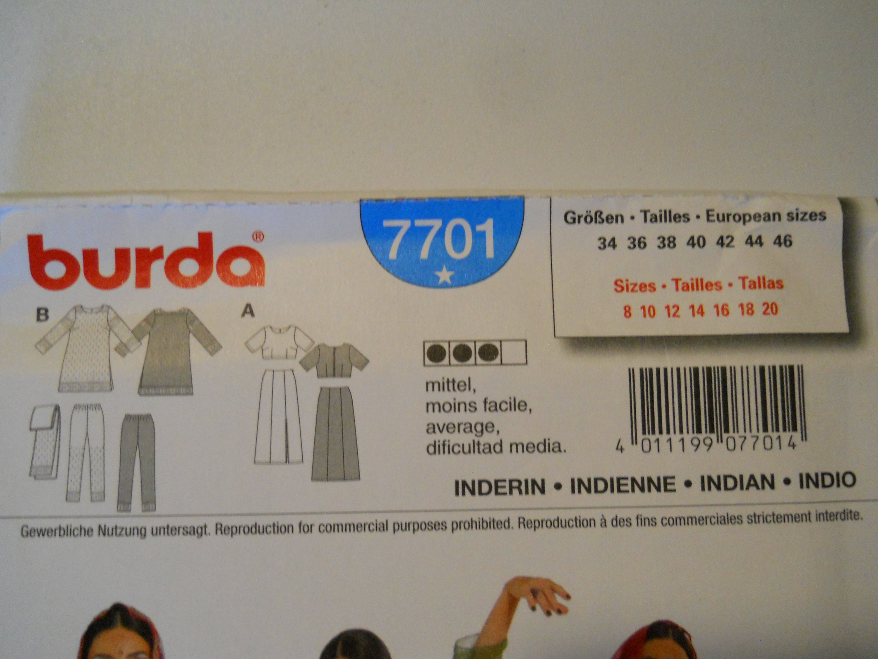 Indian Burda 7701 US 8 to 20 Sewing Pattern for Fitted - Etsy
