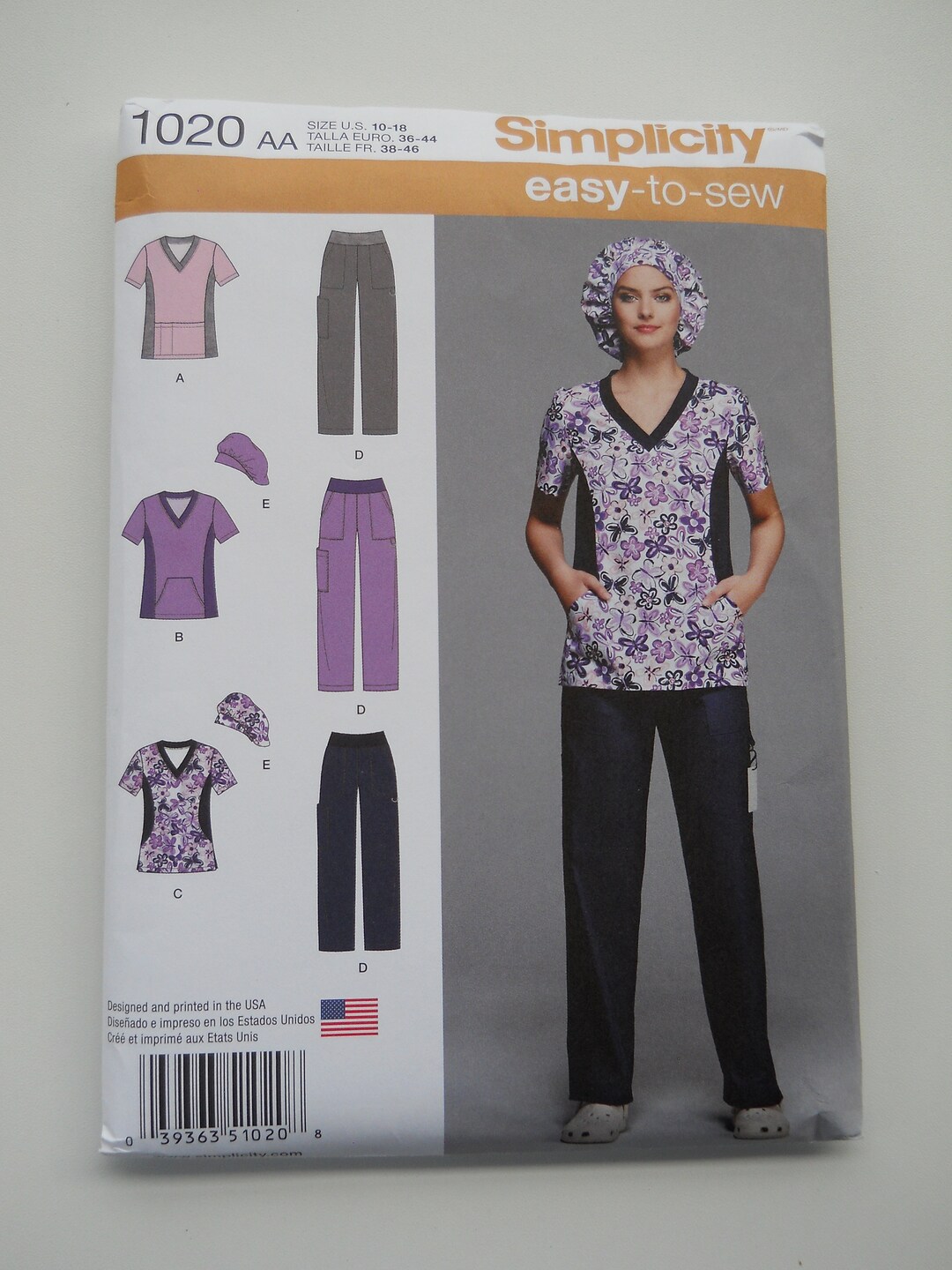 Easy Scrubs Simplicity 1020 AA (10-18) or BB (20W-28W) New Sewing ...