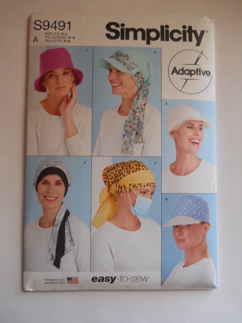 Head Coverings Simplicity S9491 A Adaptive Sewing Pattern for Baseball ...