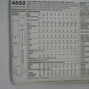 Capsule Wardrobe Plus Sizing Simplicity 4552 AA (10, 12, 14, 16, 18) OR ...