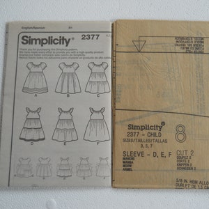 Easy-to-sew Peasant Dress Simplicity 2377 A (3,4,5,6,7,8) Uncut Sewing ...