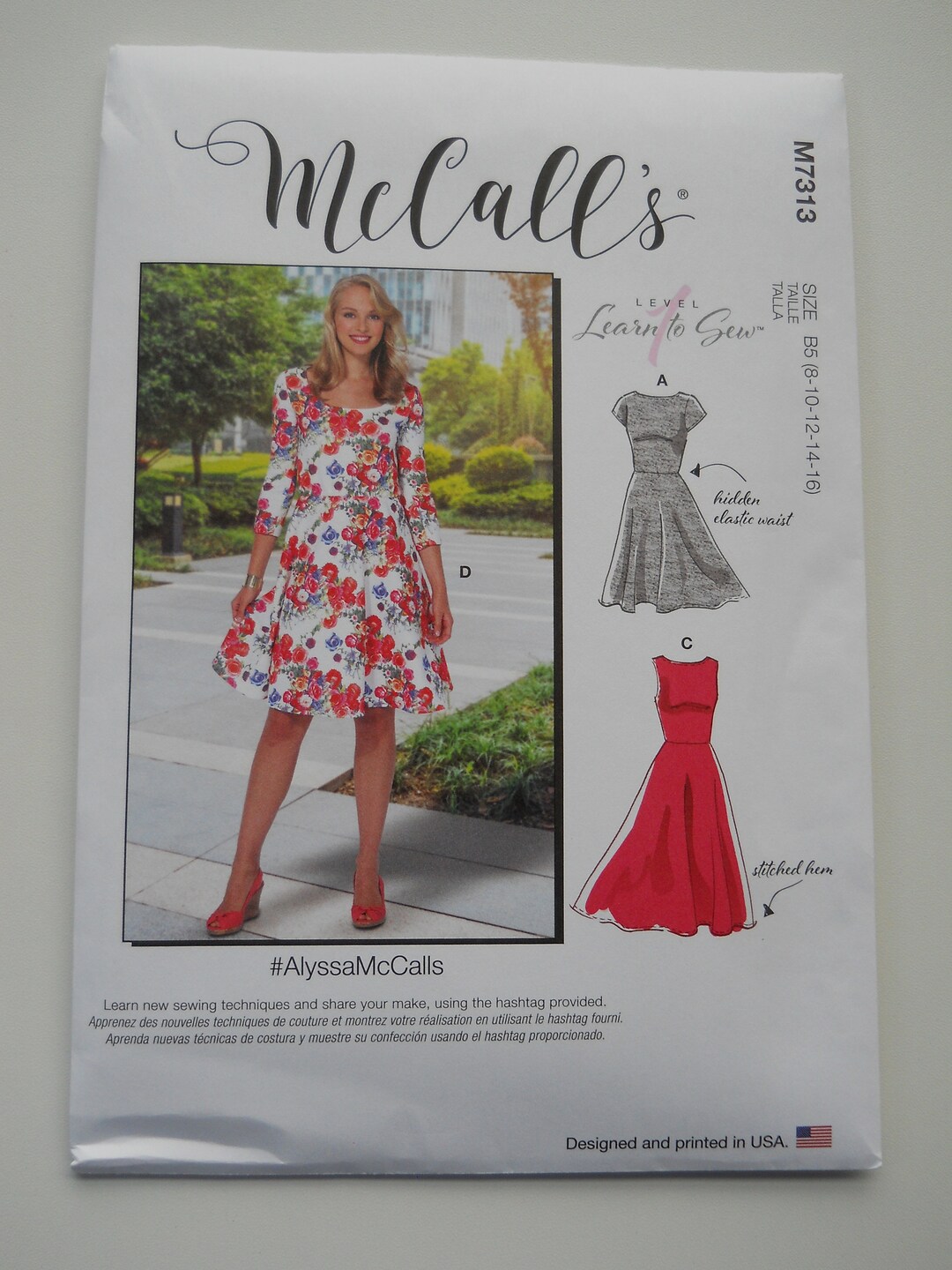 Learn to Sew Level 1 Knit Dress Mccall's M7313 B5 (8-16) or RR (18W-24W ...