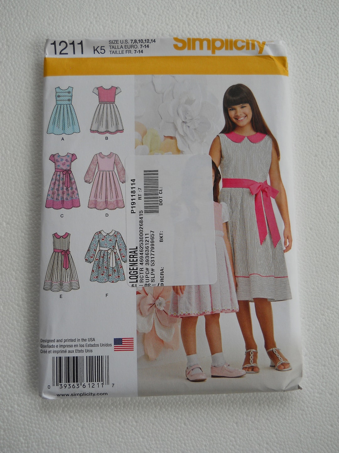 Pre-teen Classic Dress Simplicity 1211 HH (3-6) or K5 (7-14) New Sewing ...