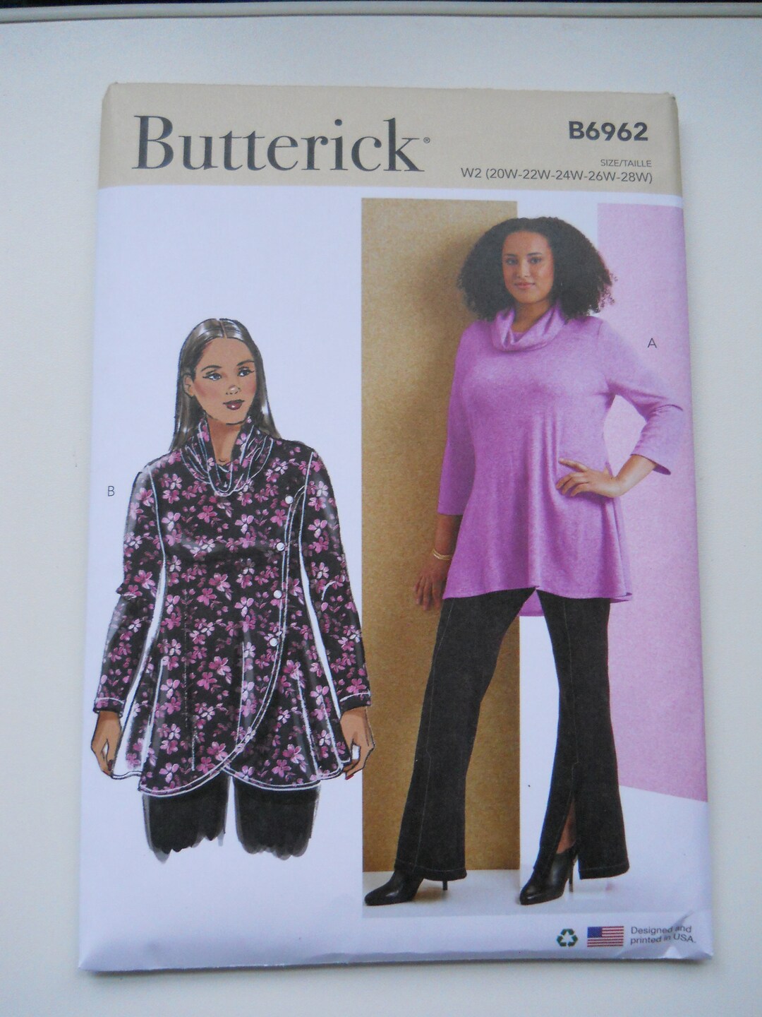 Easy Knit Cowl Neck Tunics Butterick B6962 W2 (20W-28W) or W3 (30W-38W ...