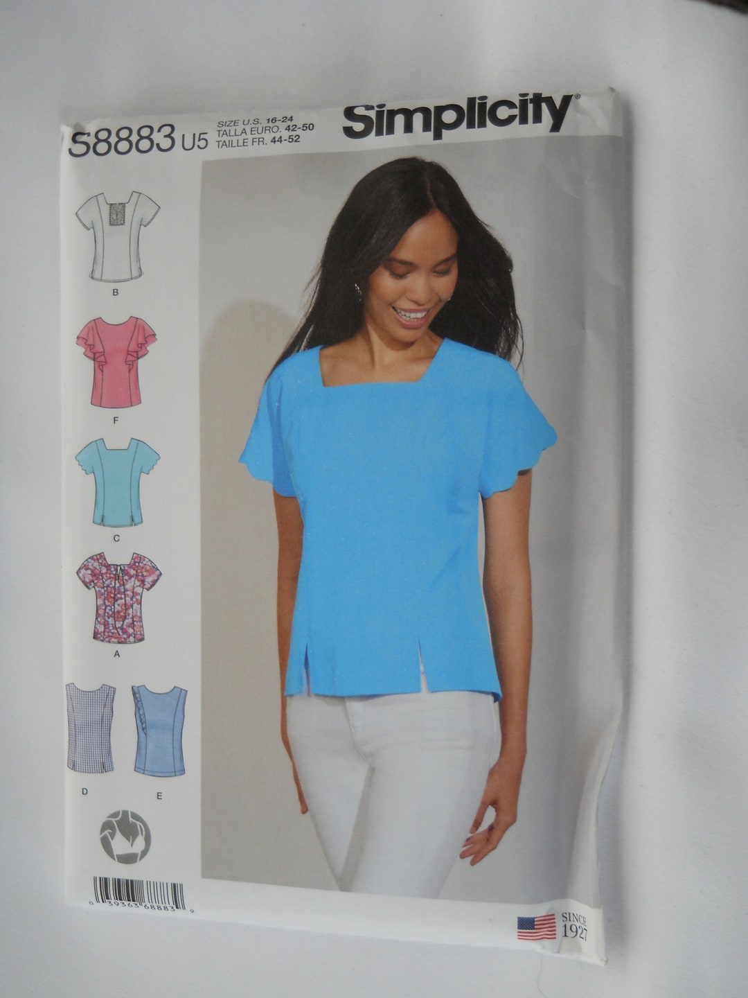 Blouse With Cup Size Pattern Pieces Simplicity S8883 H5 (6-14) OR U5 ...