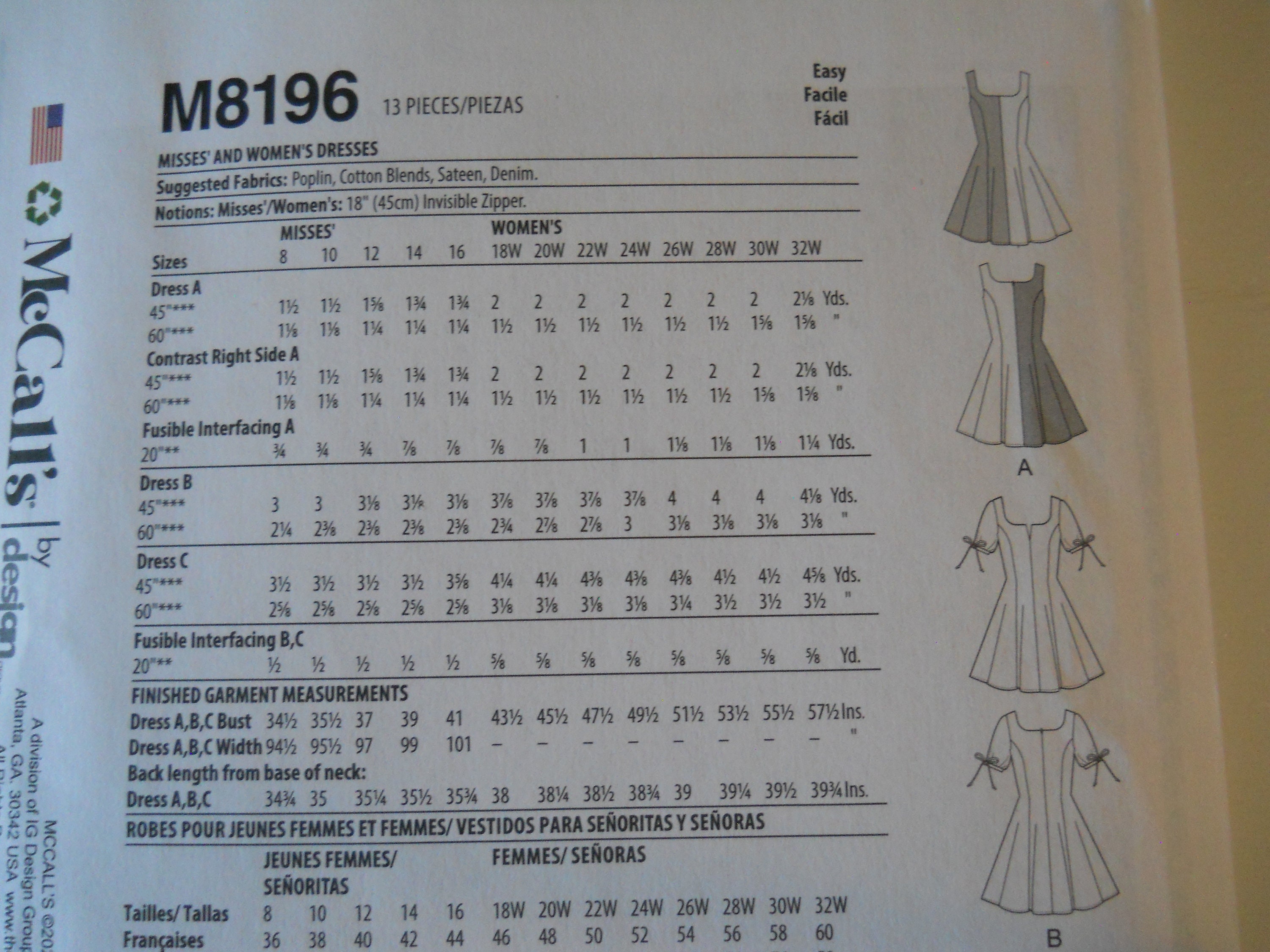 2021 Princess Seam Dress Mccall's M8196 B5 8-10-12-14-16 - Etsy