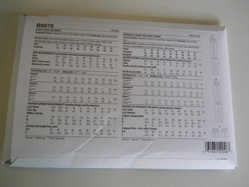 2022 Palmer/pletsch Pleated Slacks and Shorts Butterick B6878 - Etsy