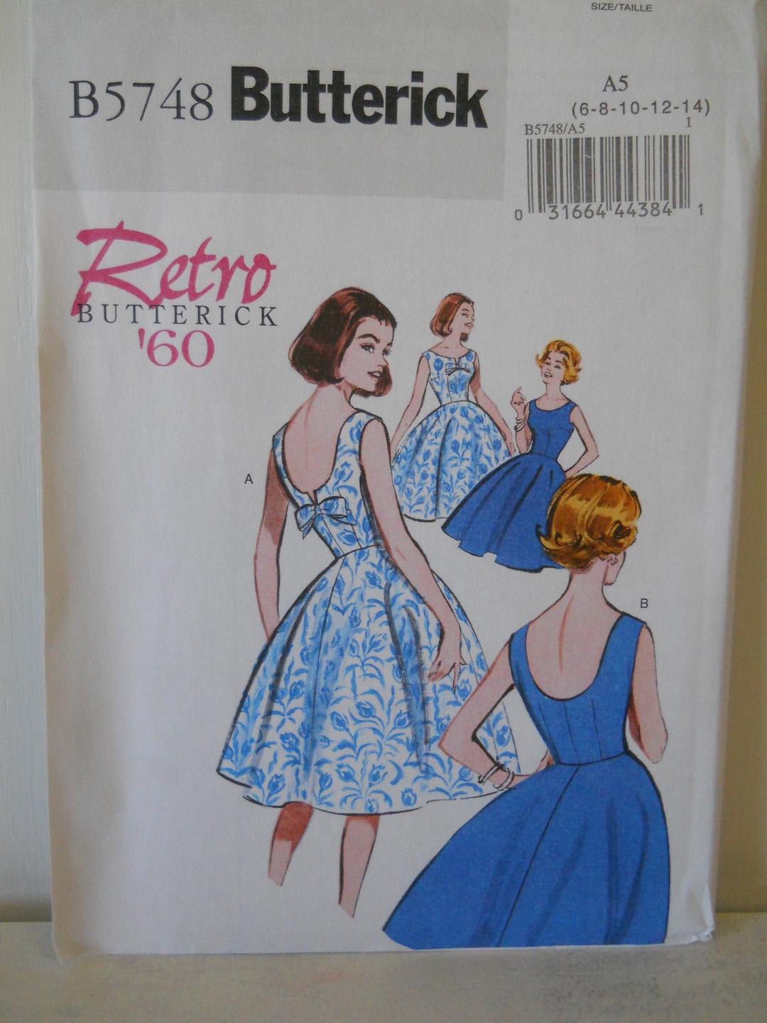 Retro '60 Butterick B5748 A5 (6-8-10-12-14) OR E5 (14-16-18-20-22 ...