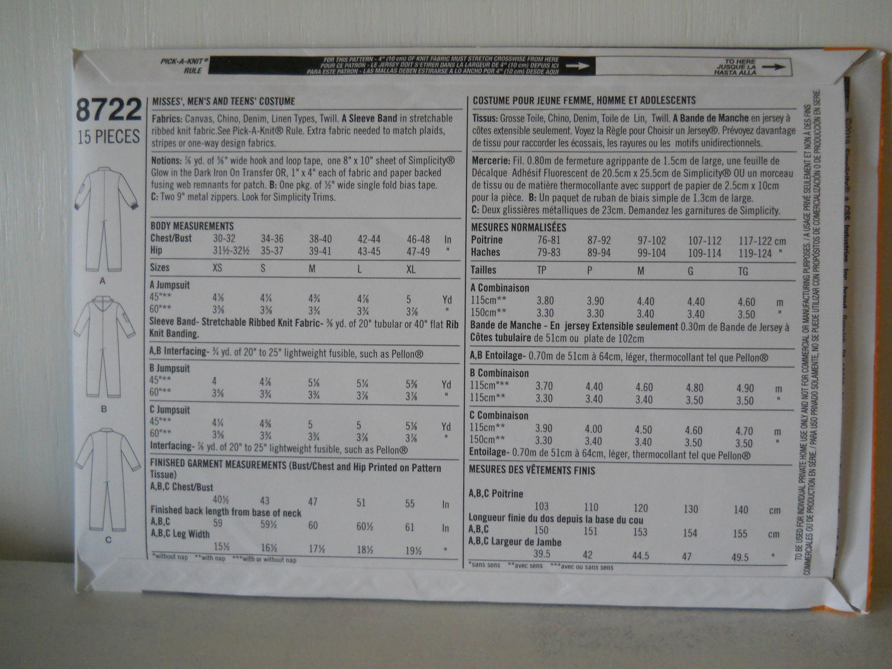 Unisex Jumpsuit Uniform Cosplay Simplicity 8722 A Sewing - Etsy