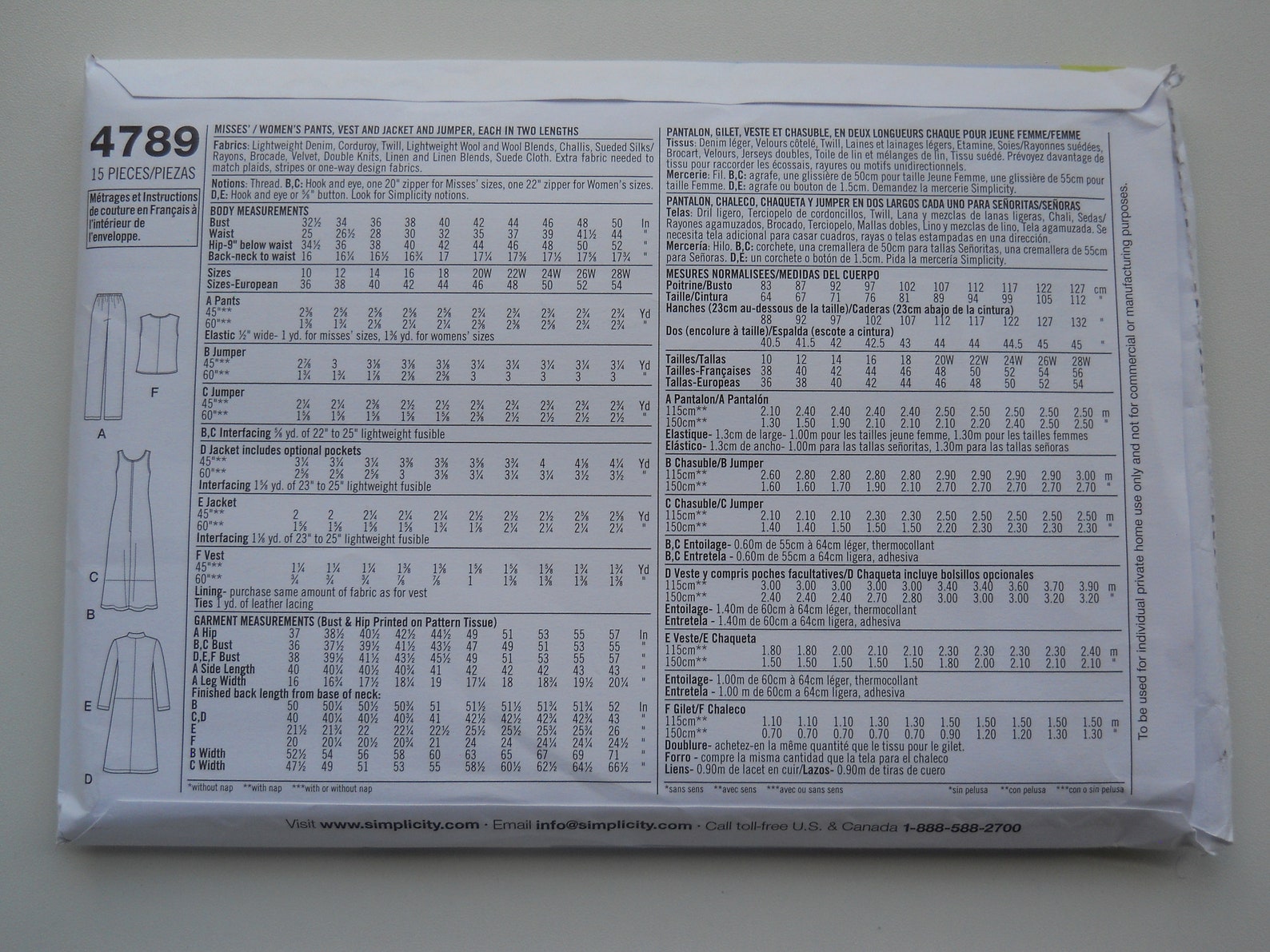 Easy Capsule Wardrobe Simplicity 4789 BB 20W-28W New Sewing - Etsy