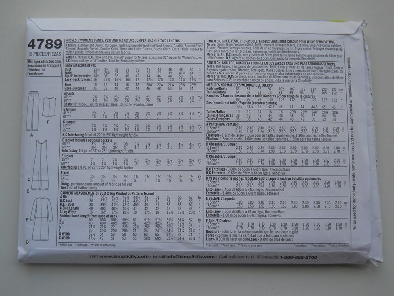 Easy Capsule Wardrobe Simplicity 4789 BB 20W-28W New Sewing - Etsy