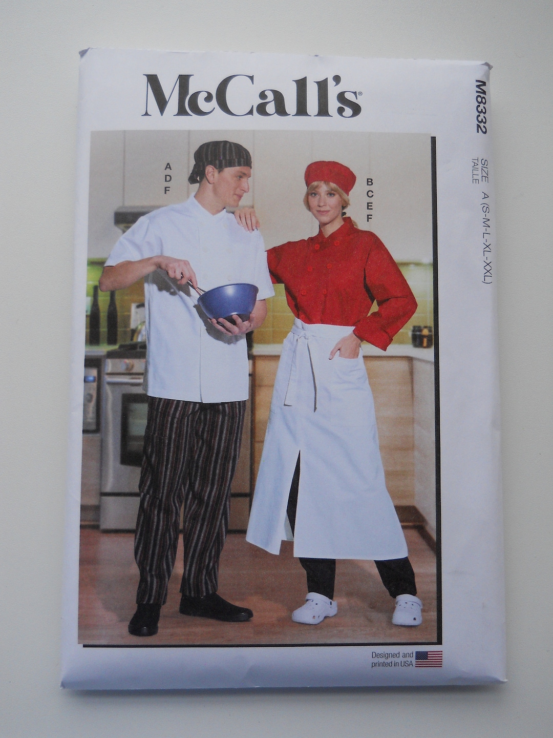 2022 Unisex Chef Uniform Mccall's M8332 A (s-m-l-xl-xxl) New Sewing ...