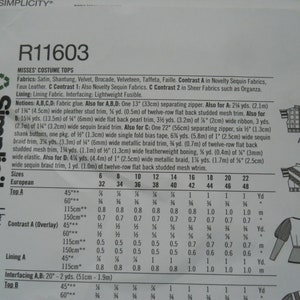 2022 Andrea Schewe Costume Tops Simplicity R11603 S9627 H5 (6-14) OR R5 ...