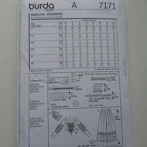 Stunning Renaissance Costume Burda 7171 10-24 New Plus - Etsy