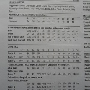 Duster in 3 Lengths Simplicity S9747 K5 (8-16) or Y5 (18-26) New Sewing ...