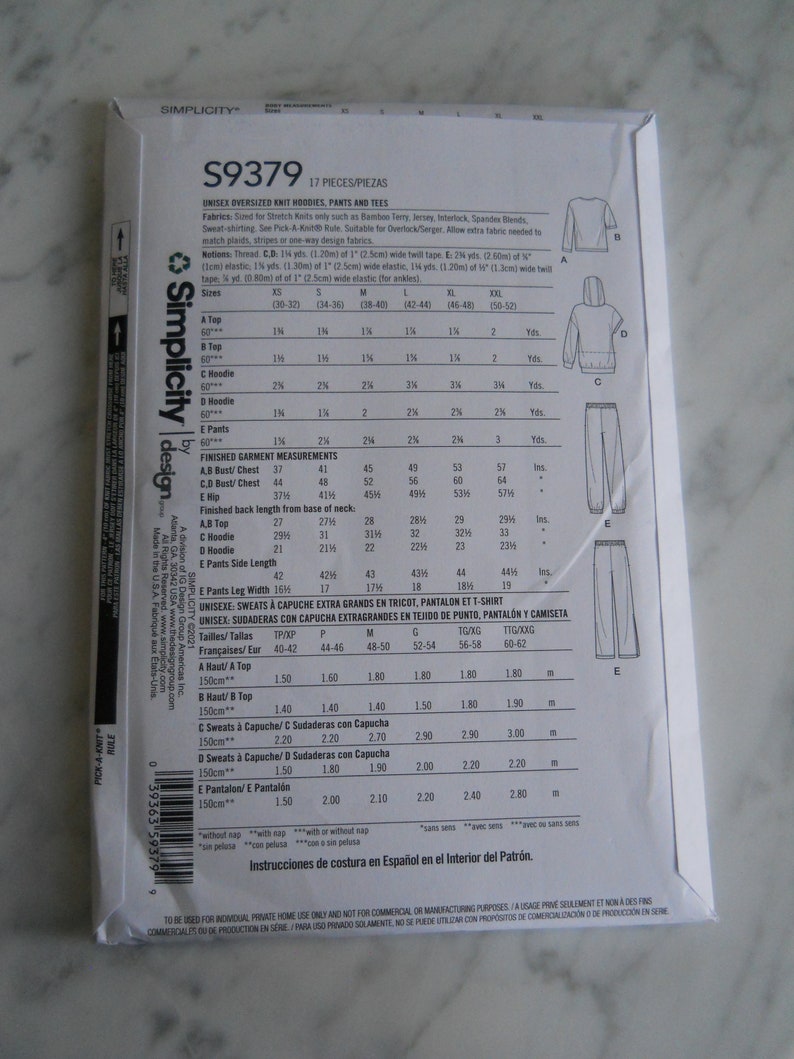 Easy Unisex Athleisure Wear Simplicity S9379 A XS XXL Fall - Etsy