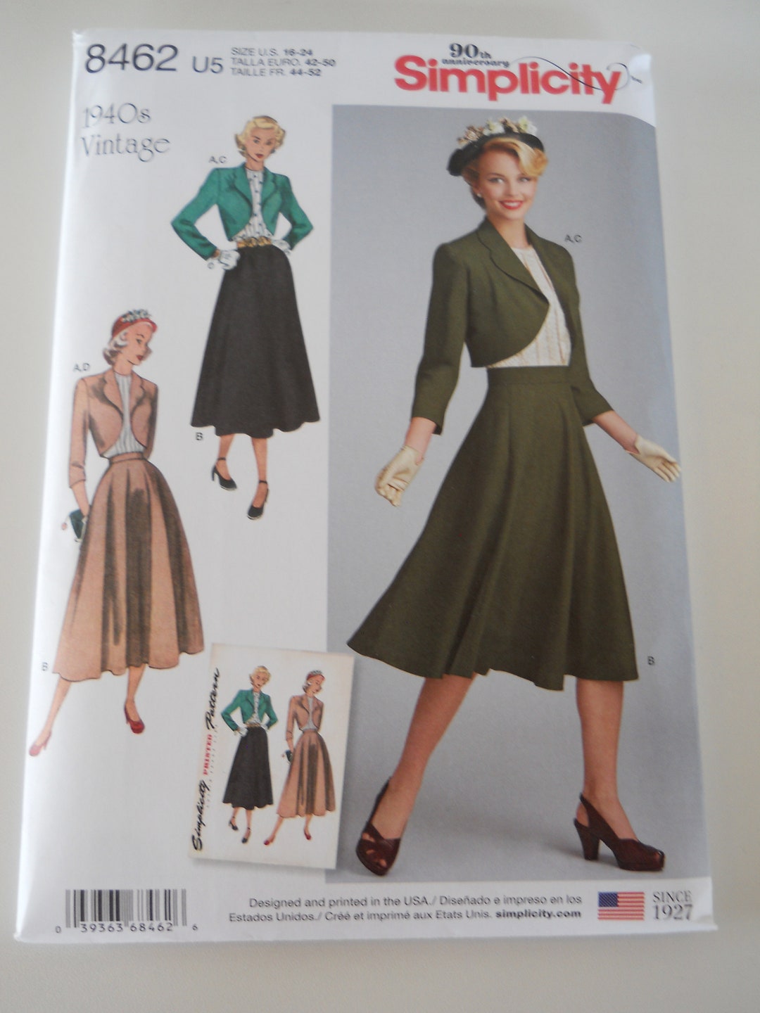 1940's Re-print Bolero Jacket, Blouse, Skirt Simplicity 8462 H5 (6-14 ...