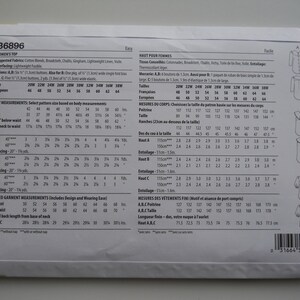 Button Down Blouse Butterick B6896 W2 20W-28W or W3 30W-38W New Sewing ...