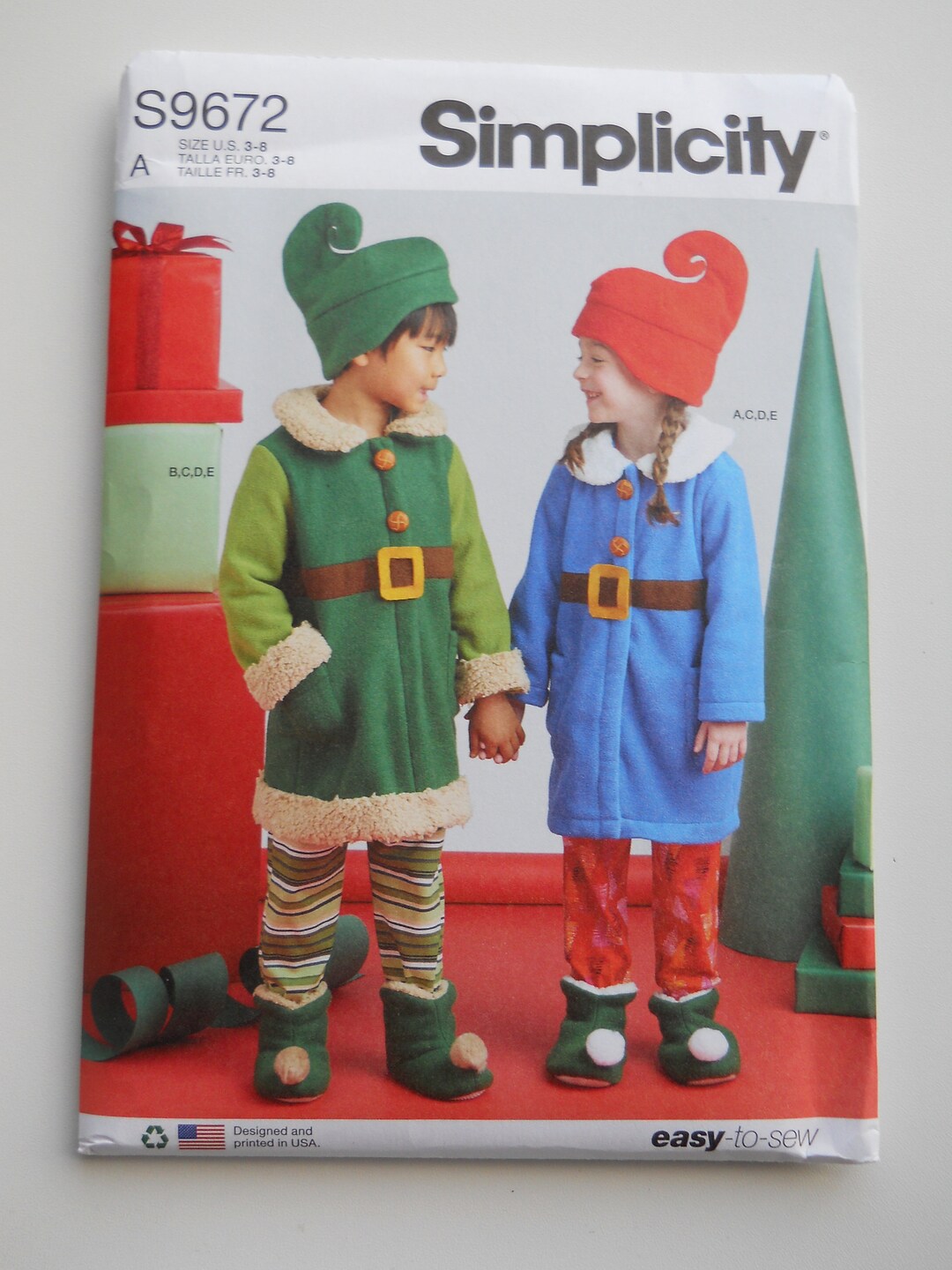 Easy Unisex Adorable Elf Robe Costume Pajamas & Slippers Simplicity ...