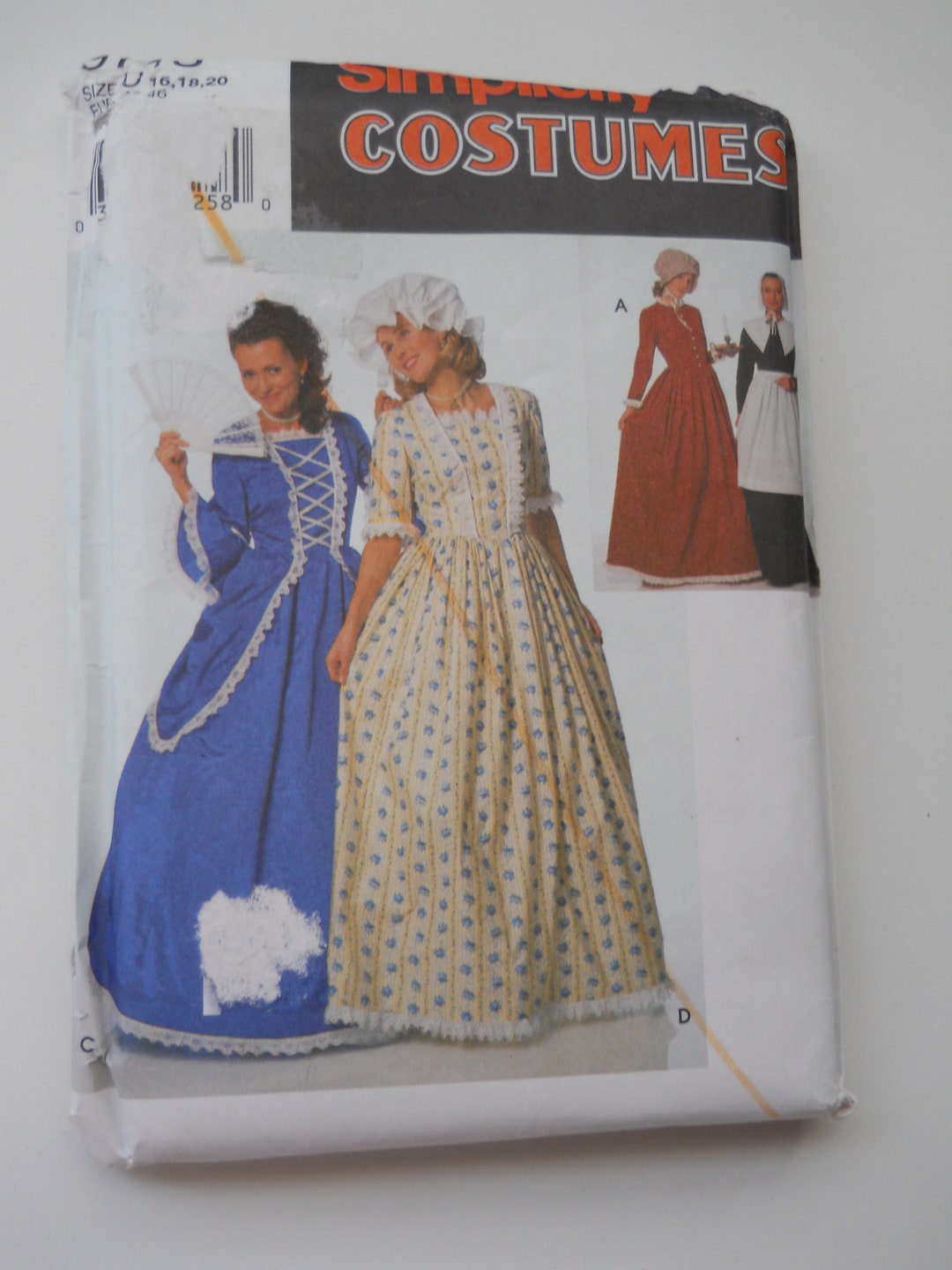 Pilgrim, Colonial Era Costume Simplicity 9713 U (16, 18, 20) Uncut ...
