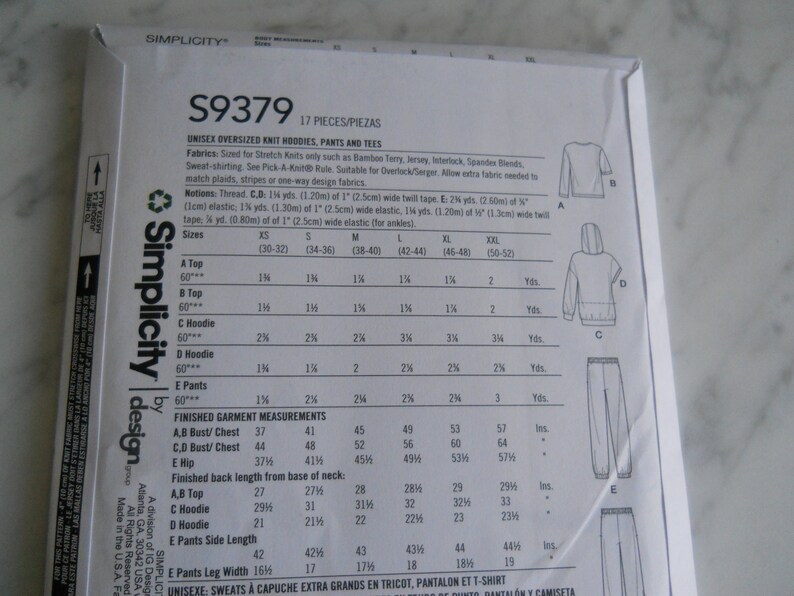 Easy Unisex Athleisure Wear Simplicity S9379 A XS XXL Fall - Etsy