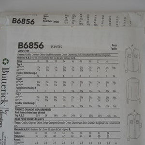 Classy Blouse Butterick B6856 Sewing Pattern B5 8-10-12-14-16 OR Plus ...