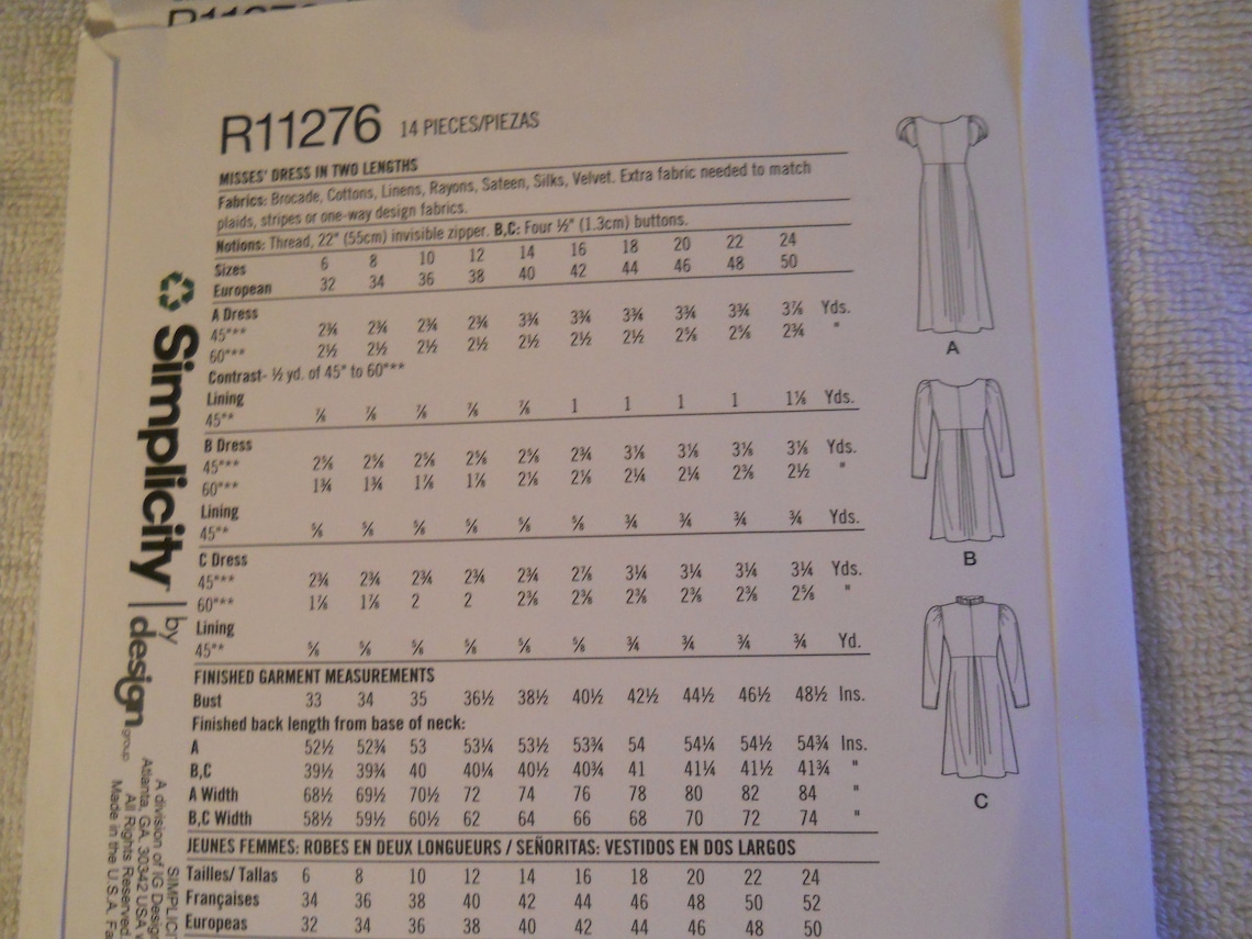 Empire Waist Dress Plus Simplicity S9453 R11276 H5 (6-14) OR U5 (16-24 ...