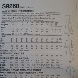 Shirt Dress Sizes 10 to 28W Simplicity S9260 AA 10-18 OR BB 20W-28W ...