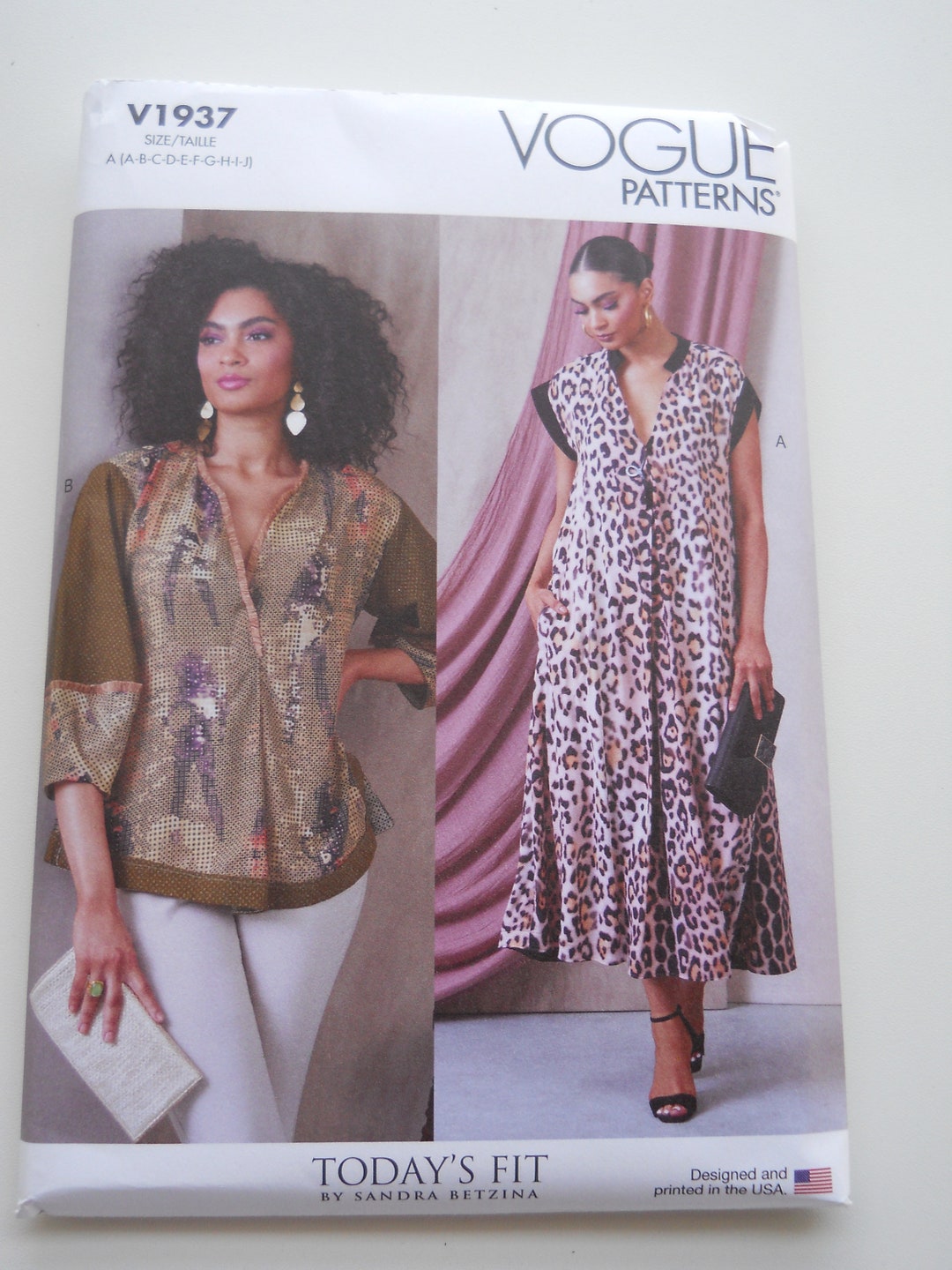 Sandra Betzina Very Loose Fitting Dress or Tunic Vogue V1937 A (A-J ...