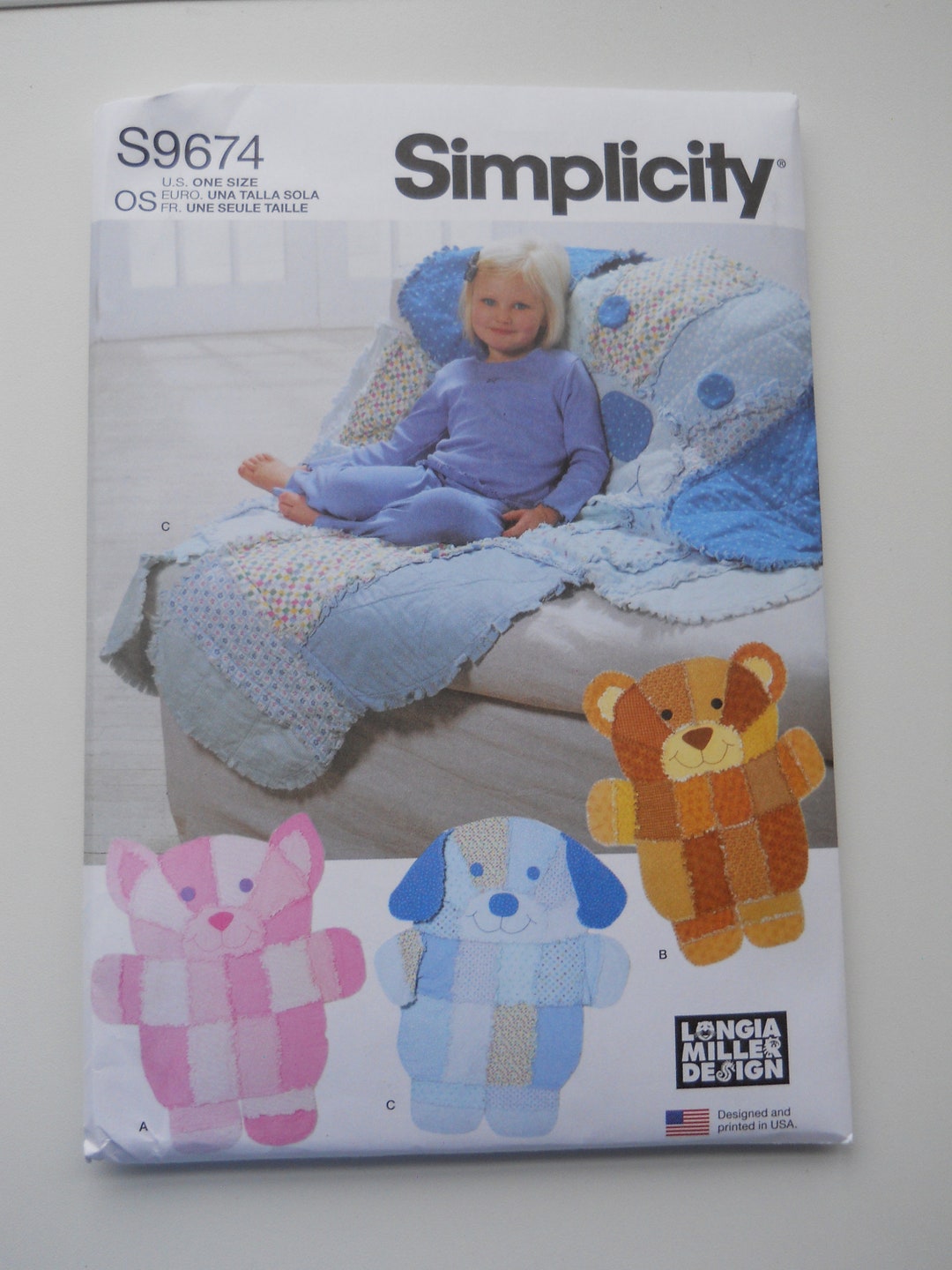 2022 Dog, Bear, Cat Rag Quilt Simplicity S9674 New Sewing Pattern ...