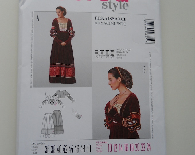 Stunning Renaissance Costume Burda 7171 10-24 New Plus Sewing Pattern ...