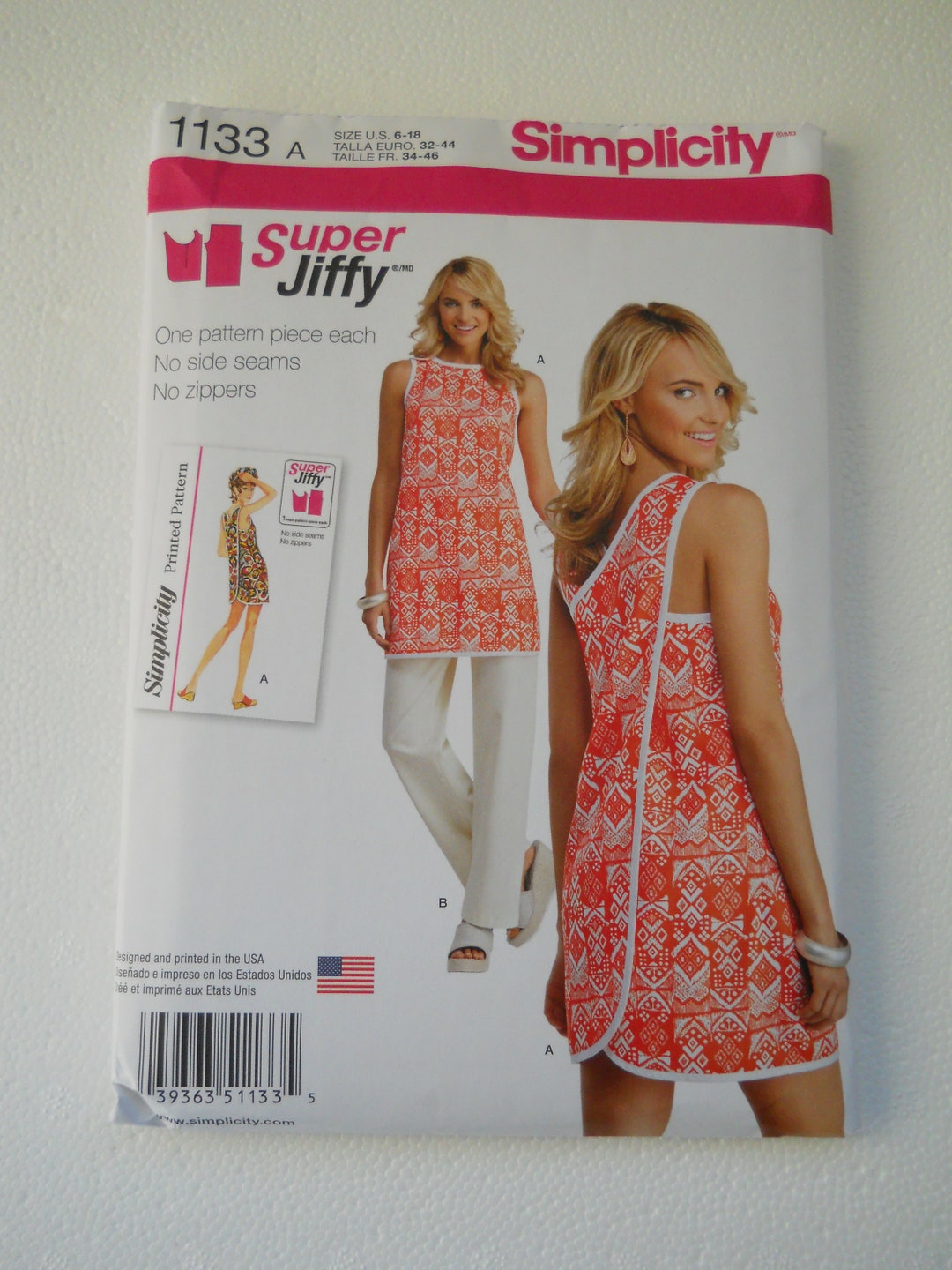 Super Jiffy Re-printed Vintage Top Pattern Simplicity 1133 A 6-18 ...