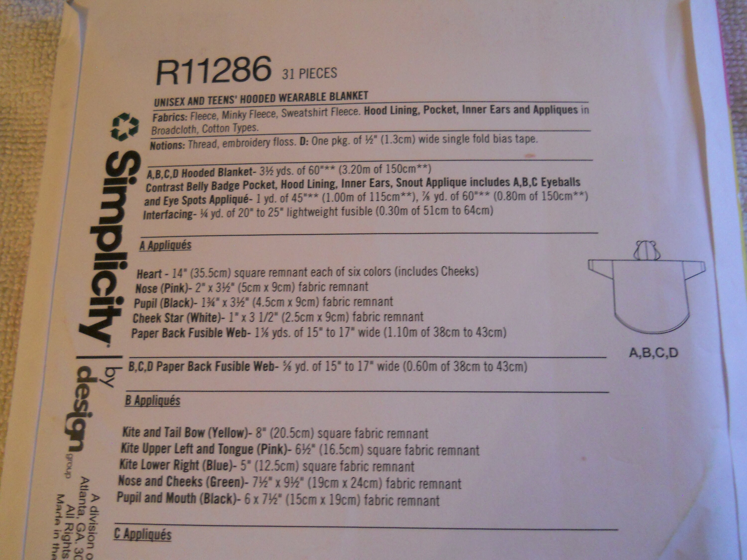 Care Bears Hooded Wearable Blanket Simplicity S9431 One Size - Etsy