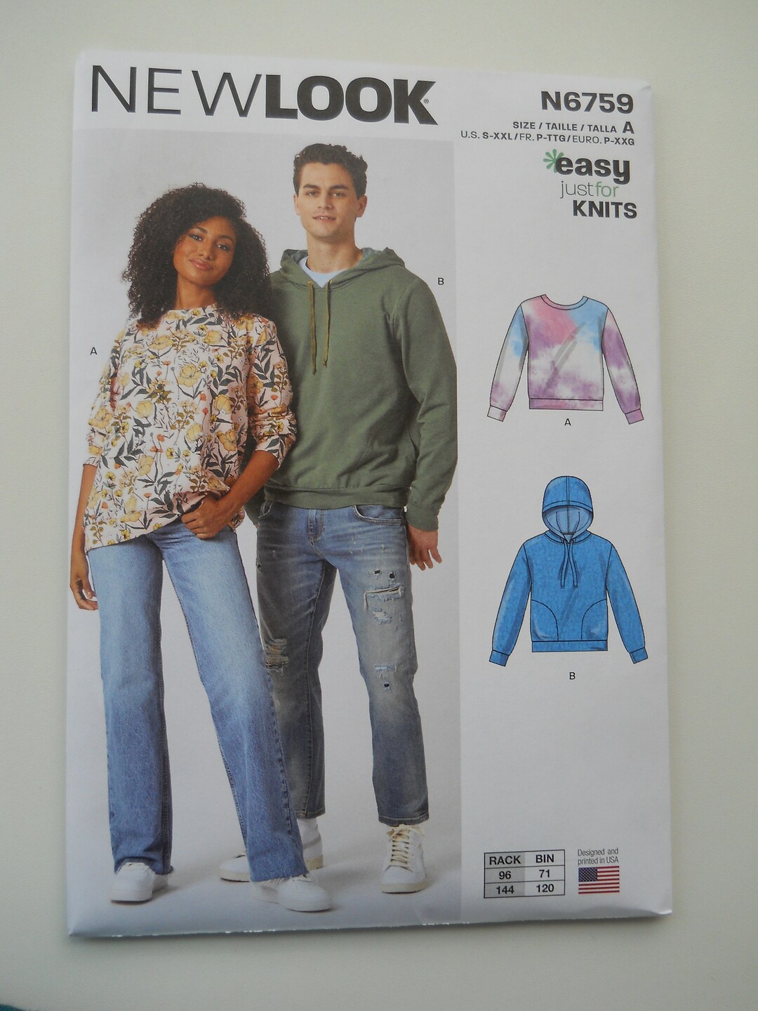 Easy Unisex Sweatshirt & Hoodie Newlook N6759 A (mens S-XXL) New Sewing ...