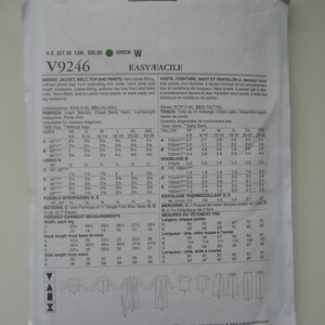 Five Piece Easy Wardrobe Vogue V9246 Y (XS-S-M) or ZZ (l-xl-xxl) New ...