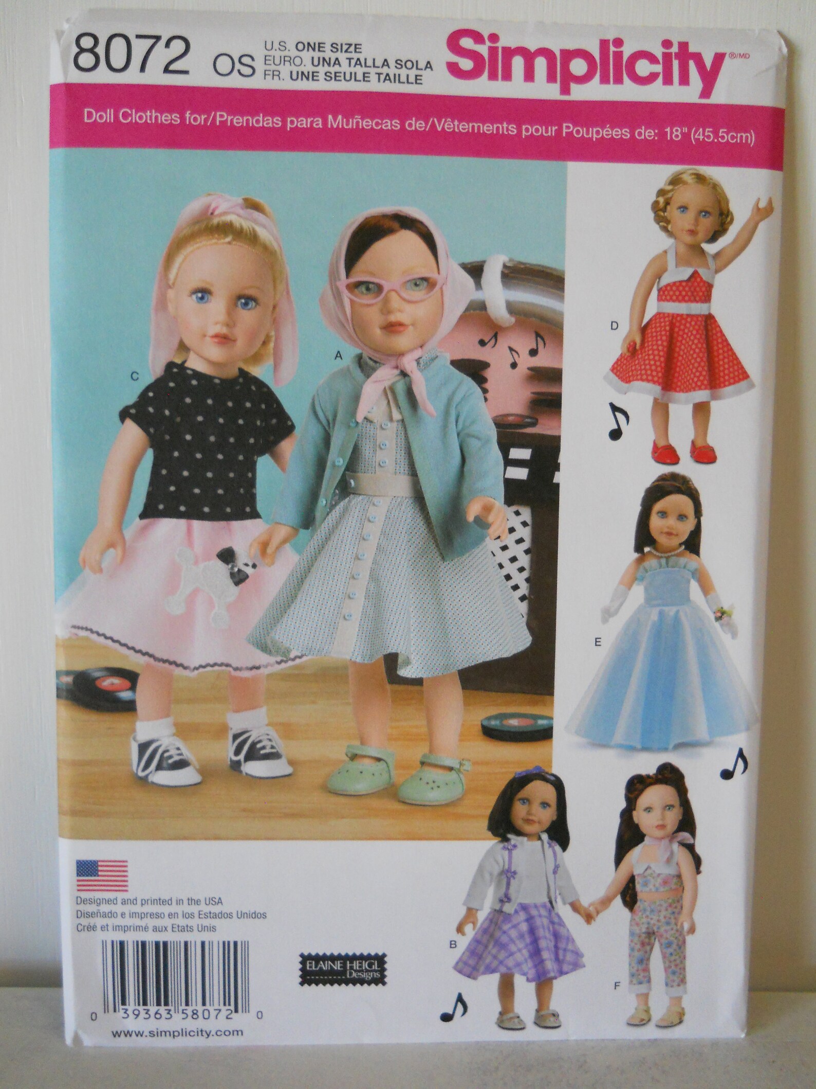 1950's Retro Wardrobe for 18 Doll Simplicity 8072 - Etsy