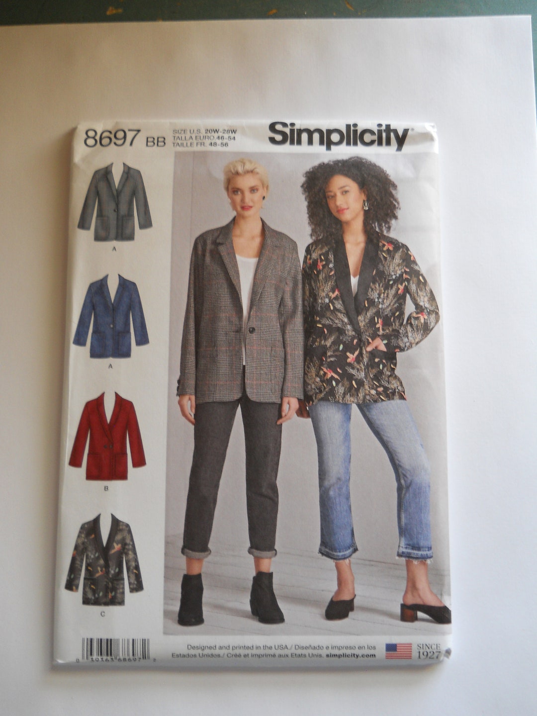 Loose Fitting Suit Jacket Simplicity 8697 BB (20W-28W) New Sewing ...